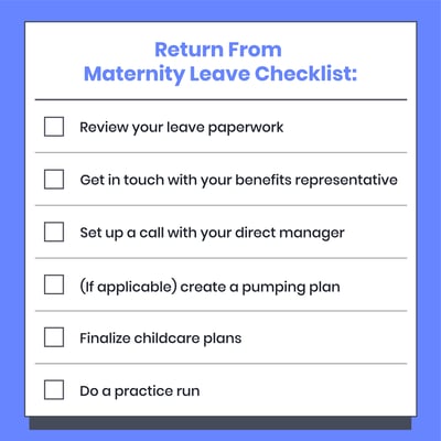 Checklist: Returning to Work After Maternity Leave